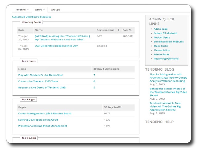 Tendenci - Dashboard | TurnKey GNU/Linux